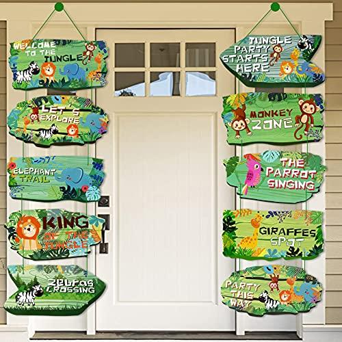 10 Pieces Safari Jungle Animal Signs Party Signs HOWAF