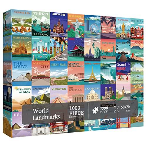 World Landmarks Travel Puzzle 1000 Pieces for BBOLDIN
