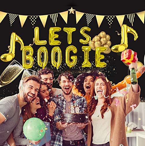 Disco Party Decorations, Lets Boogie Balloons Banner for 70's 80's ...