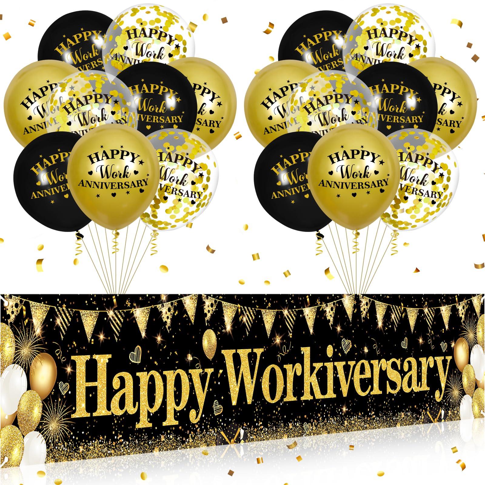 Happy Work Anniversary Decorations Banner Black Yoirrat
