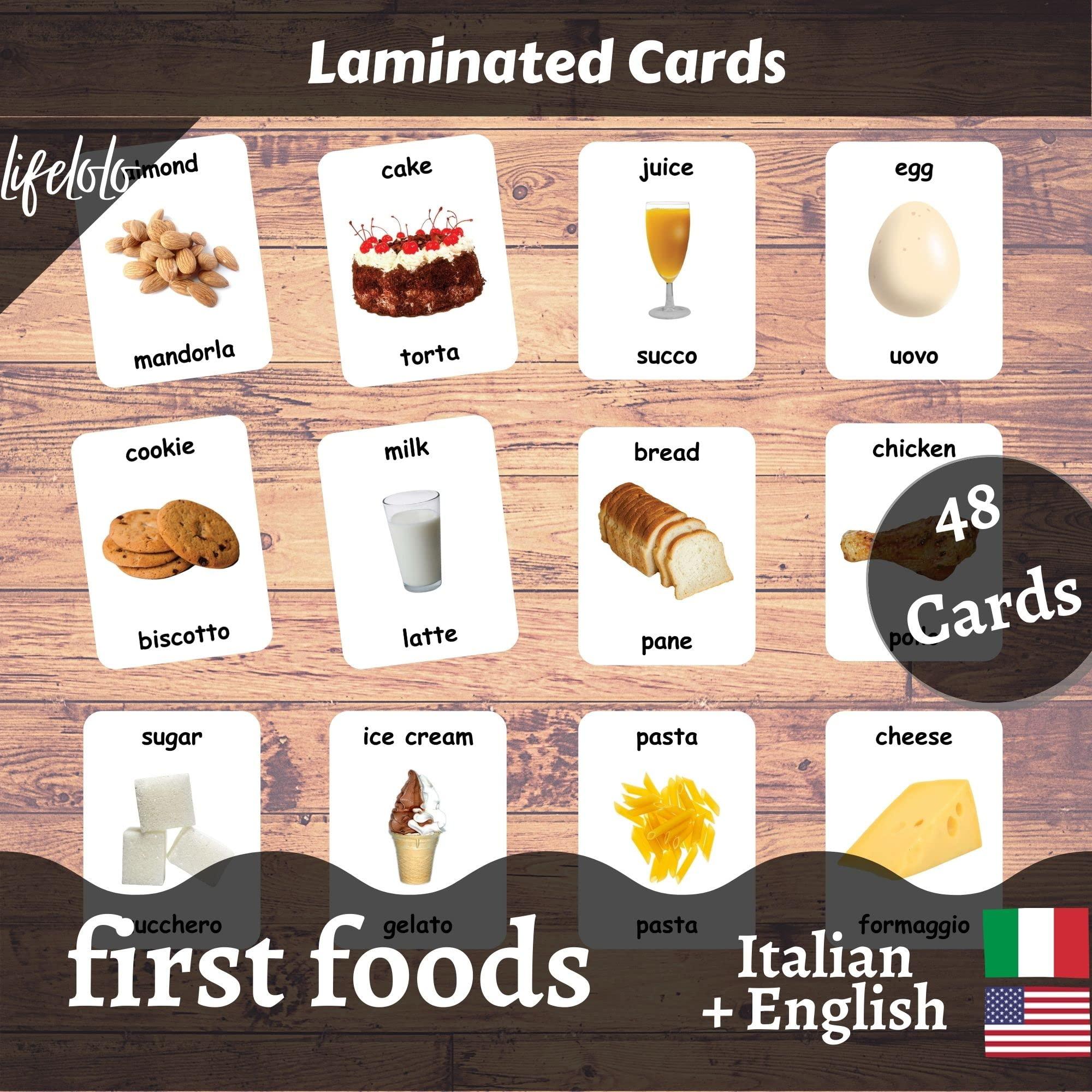 Italian English Bilingual Flash Cards | Laminated Generic