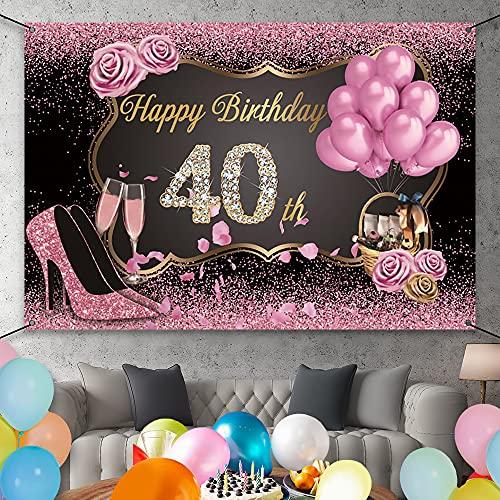AWERT Polyester 6x3.6ft Happy 40th Birthday Banner AWERT