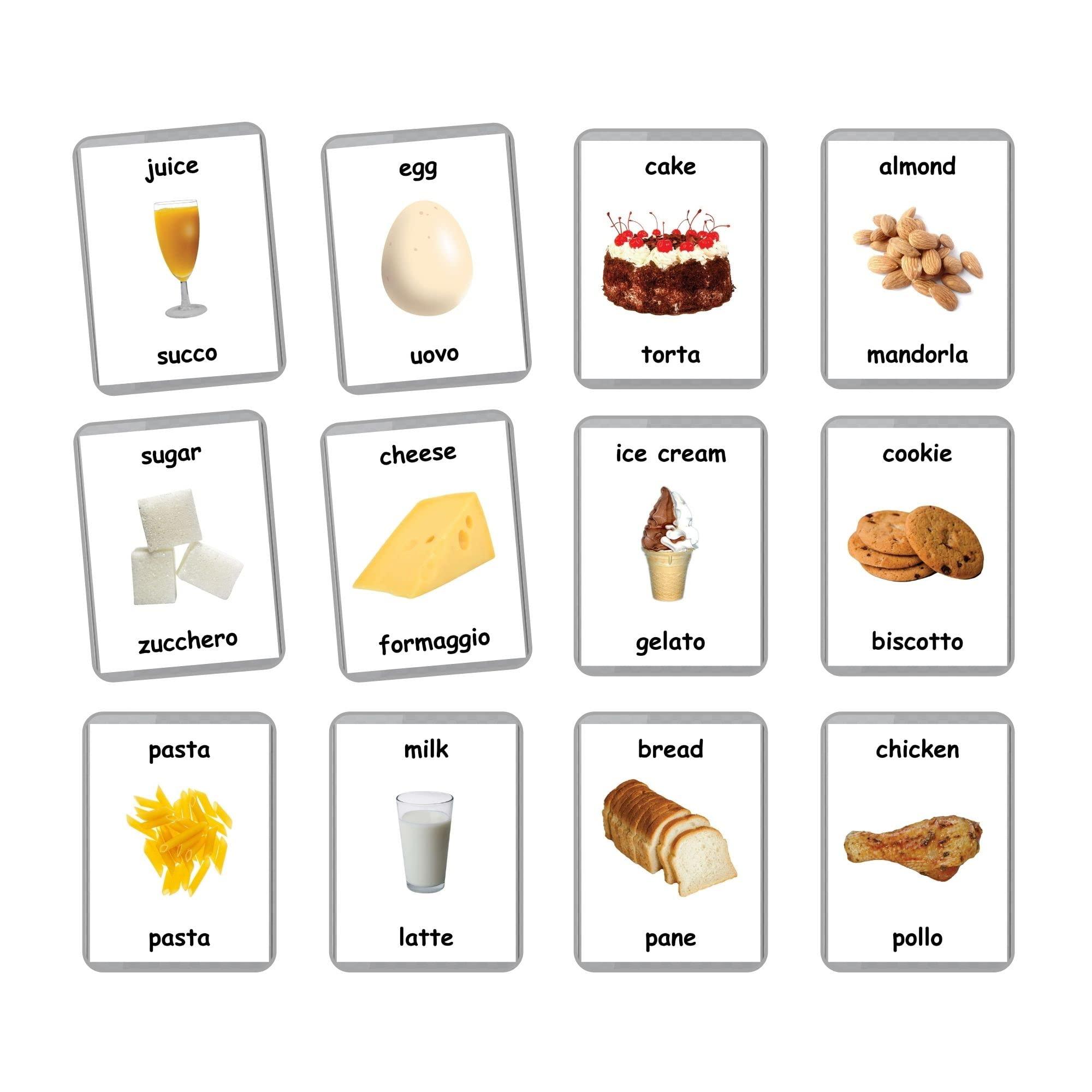 Italian English Bilingual Flash Cards | Laminated Generic
