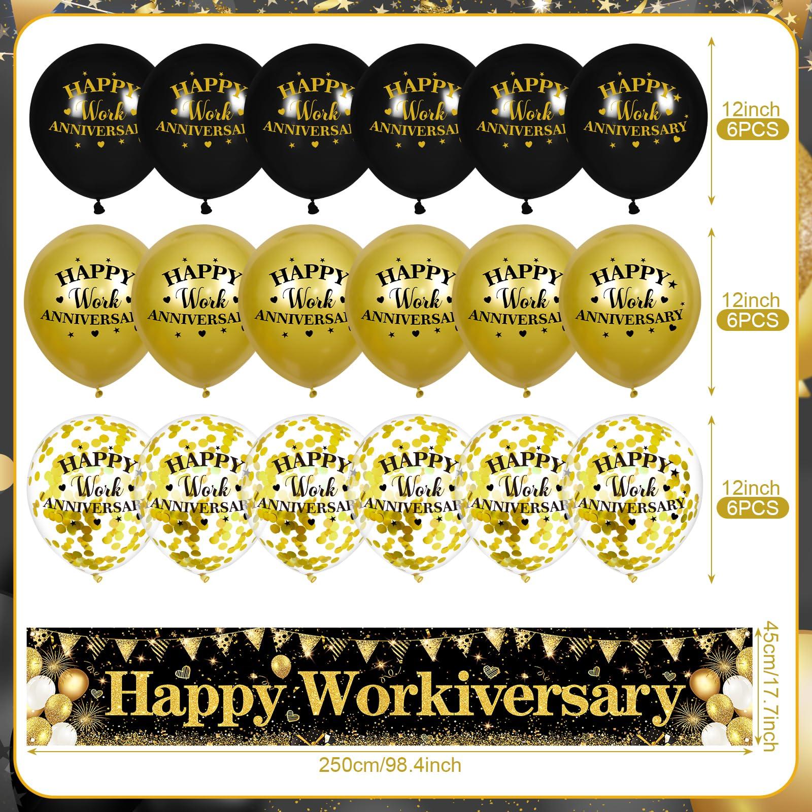 Happy Work Anniversary Decorations Banner Black Yoirrat