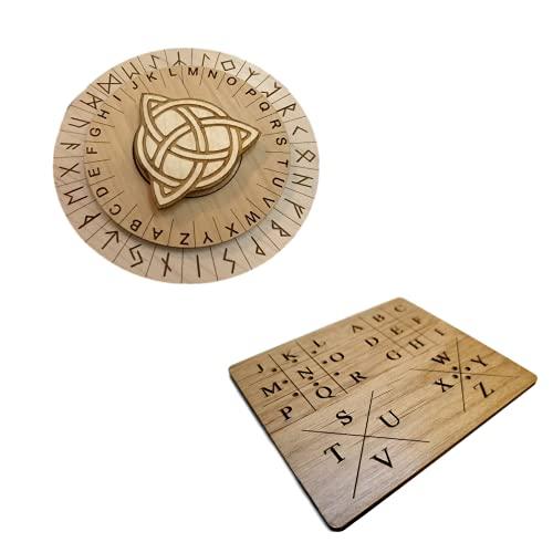 Runes Cipher Wheel and Pigpen Key Grid Escape Room Prop Package