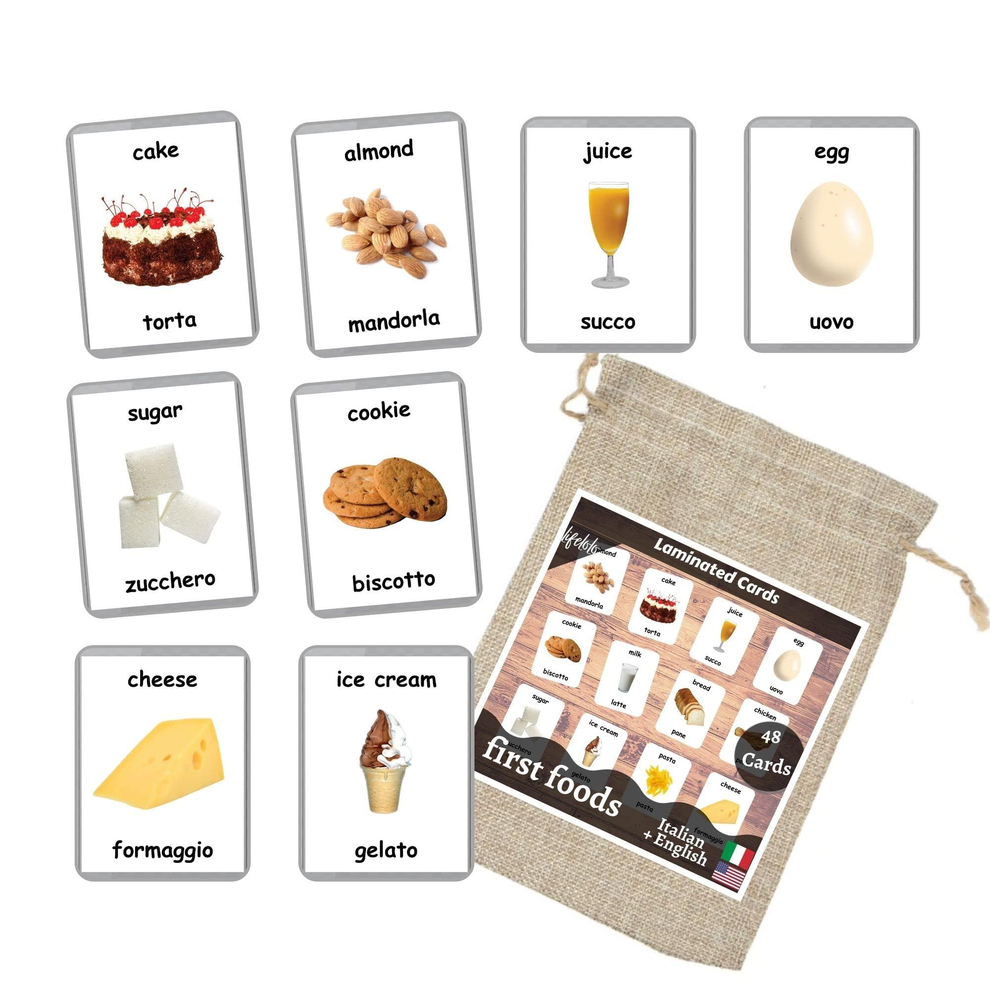 Italian English Bilingual Flash Cards | Laminated Generic