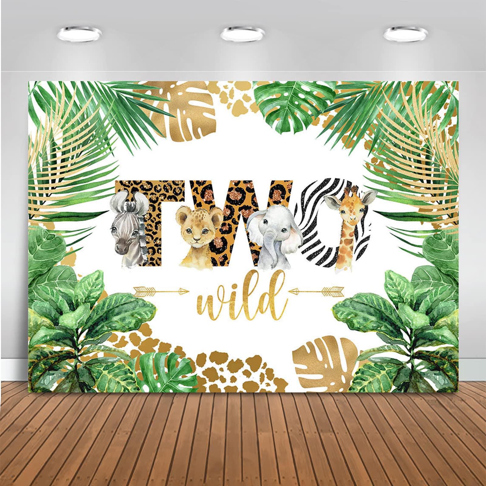 Mocsicka Safari Two Wild Backdrop Jungle Safari Animals 2nd Birthday ...