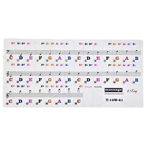 Colorful Piano Keyboard Stickers for 61 Key Vbestlife