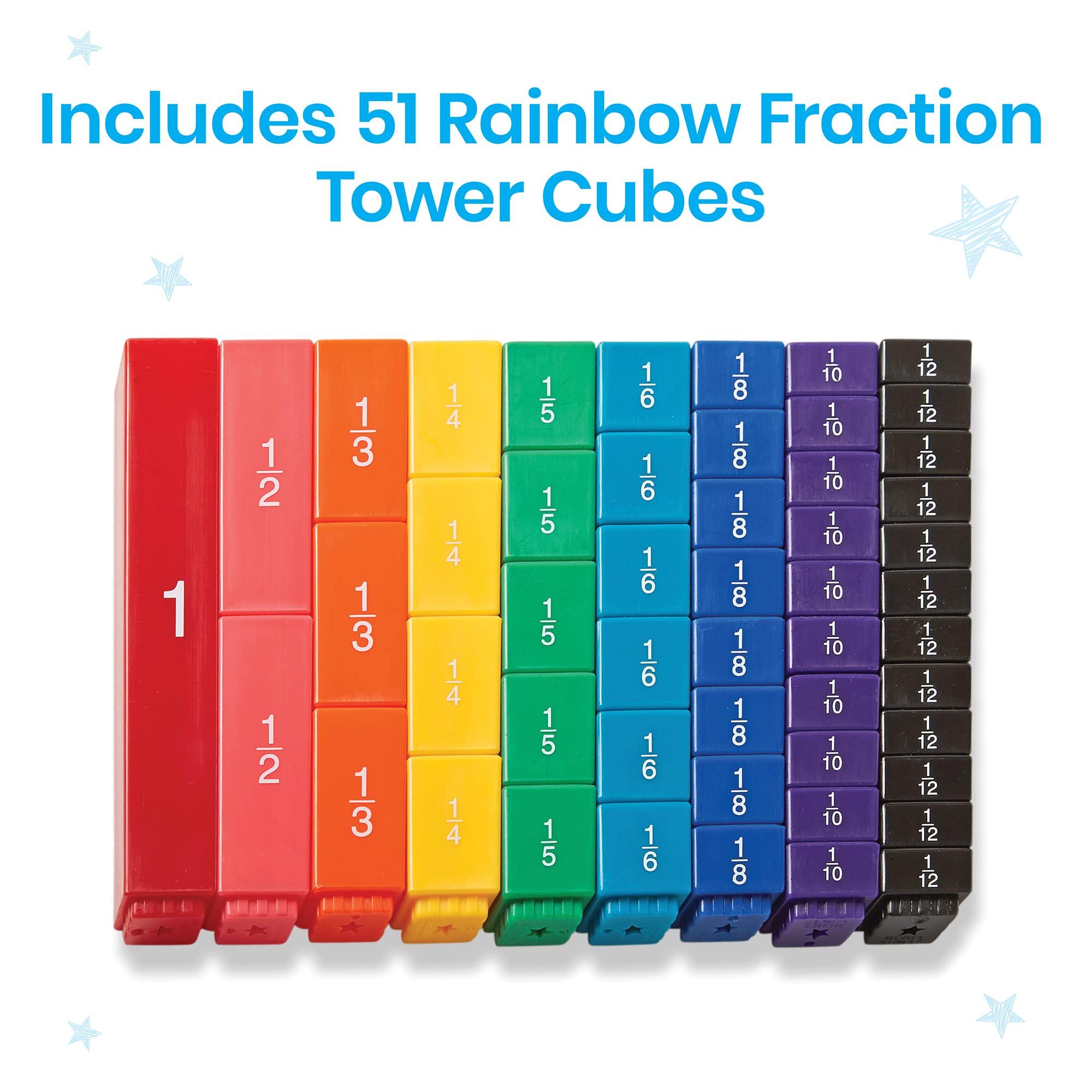 hand2mind Plastic Rainbow Fraction Tower Cubes hand2mind